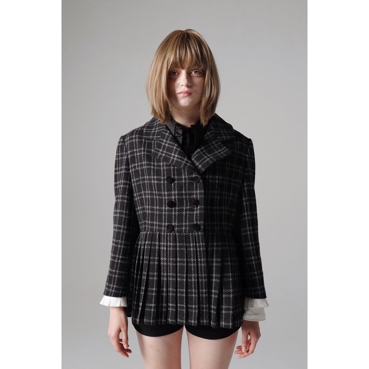 pleats frill jacket tweed check | épine pleats frill jacket tweed check | épine