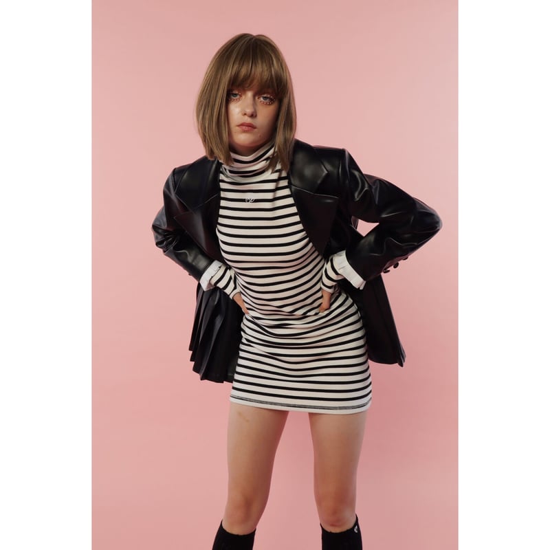 pleats frill jacket leather black | épine pleats frill jacket leather black | épine