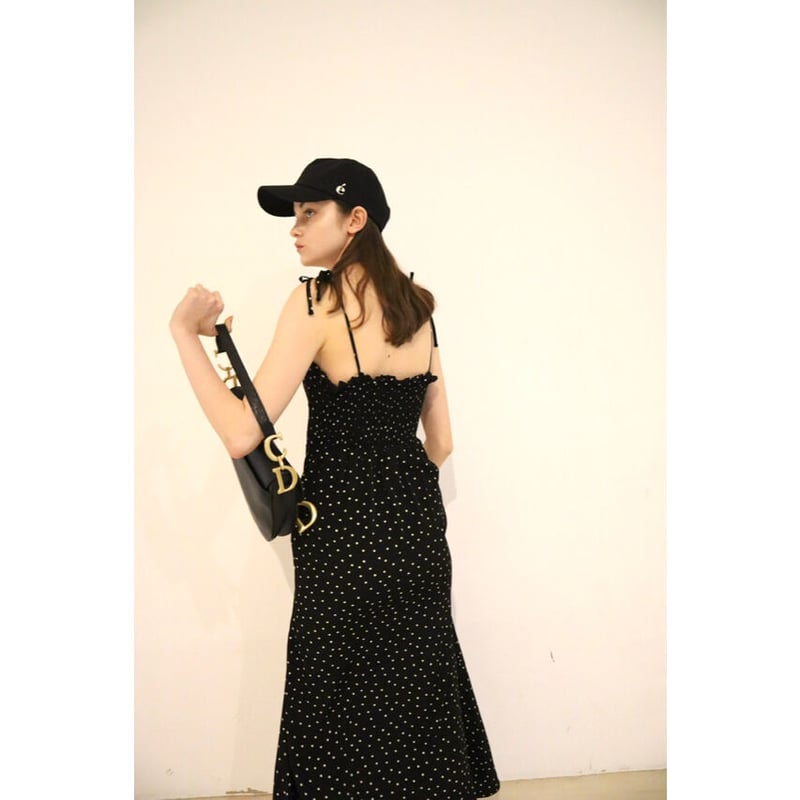 ribbon mermaid maxi dress chiffon dot | épine ribbon mermaid maxi dress chiffon dot | épine