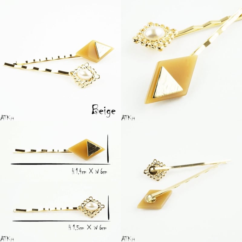 2本セット)ひし形 シンプル 透かしゴールドプレート 一粒パール 2本セット)ひし形 シンプル 透かしゴールドプレート 一粒パール