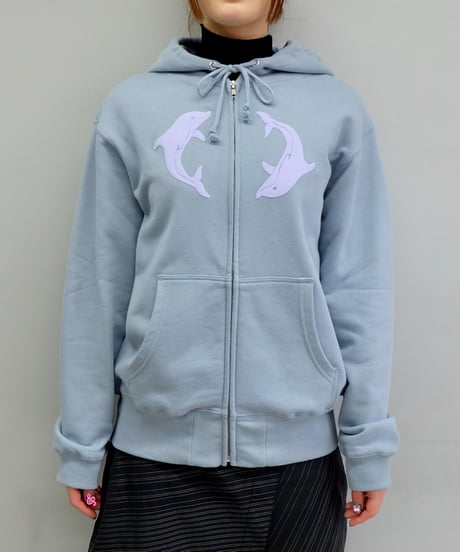 Labyrins Two Dolphins Zip Hoodie Blue | Shury Labyrins Two Dolphins Zip Hoodie Blue | Shury