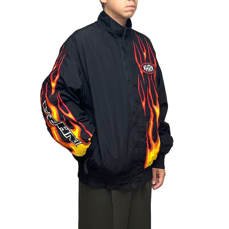USED】90'S NHRA FIRE PATTERN JACKET | KONBINI USED】90'S NHRA FIRE PATTERN JACKET | KONBINI