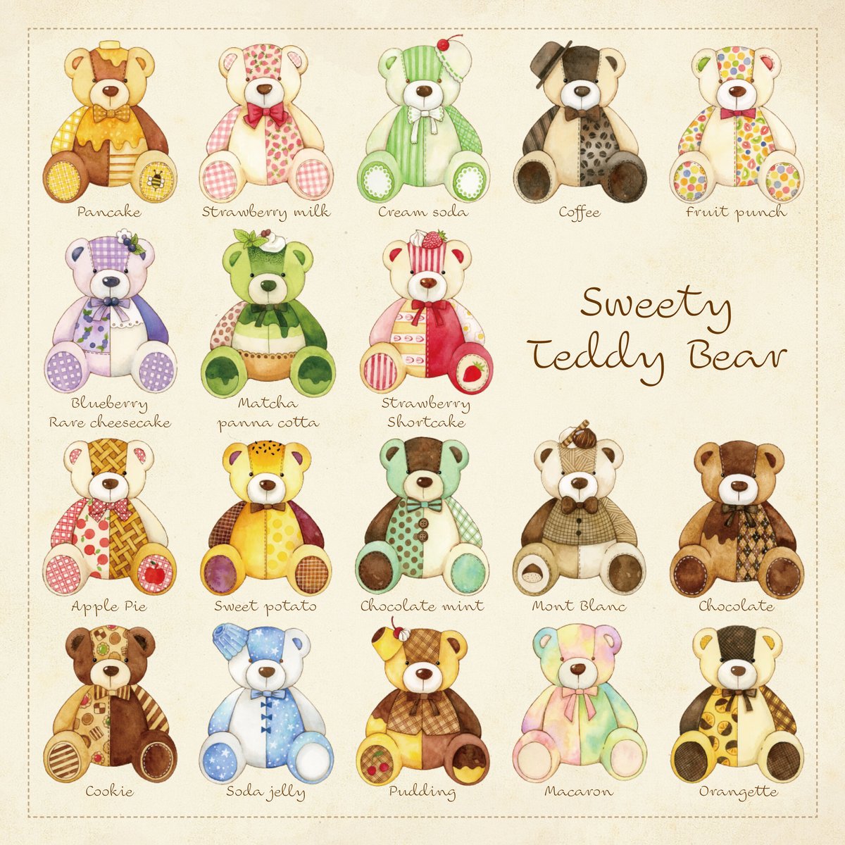 ⁡Sweety Teddy Bear☆ミニメモセット | Atelier PONTA