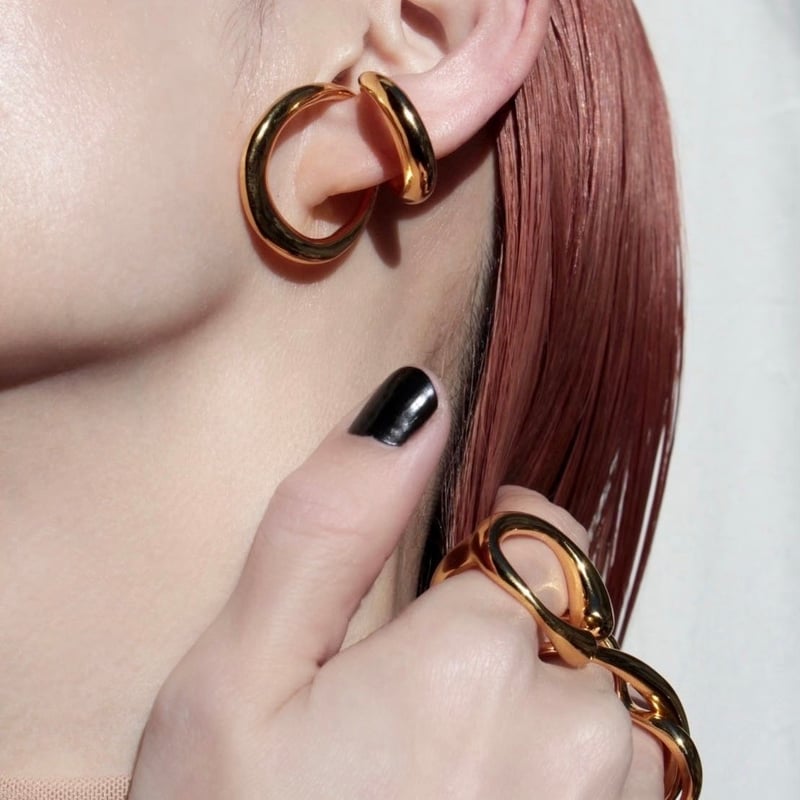 Curve chain earcuff ring (one color) | Soierie Curve chain earcuff ring (one color) | Soierie