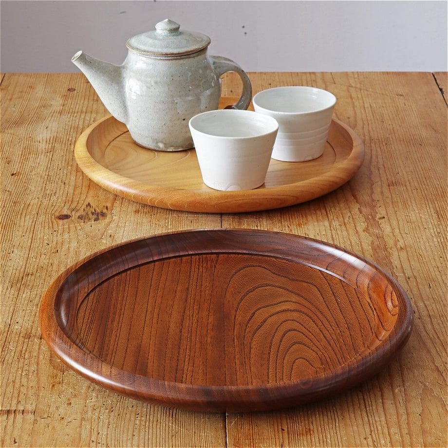 森山ロクロ工作所 欅 辰巳型盆 尺寸 拭漆 | MARKUS