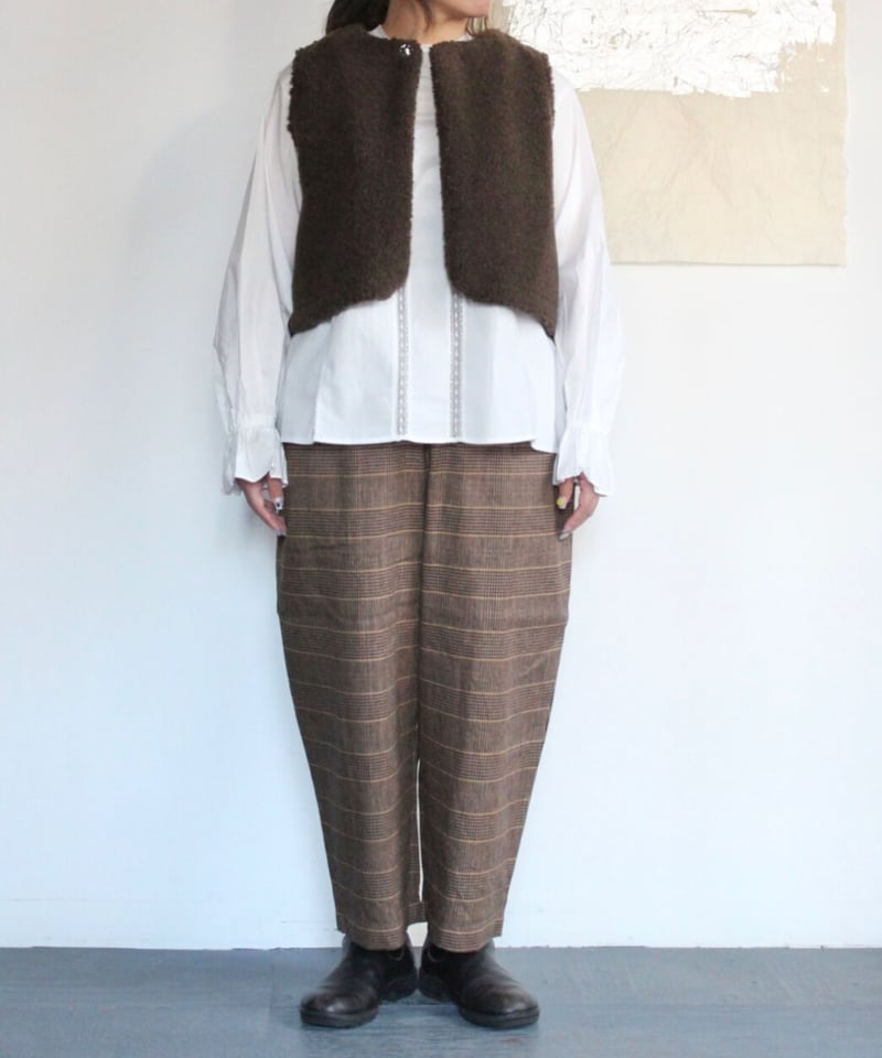 US234PT023 Wコーデュロイ/先染めチェック タックパンツ US234PT023 Wコーデュロイ/先染めチェック タックパンツ