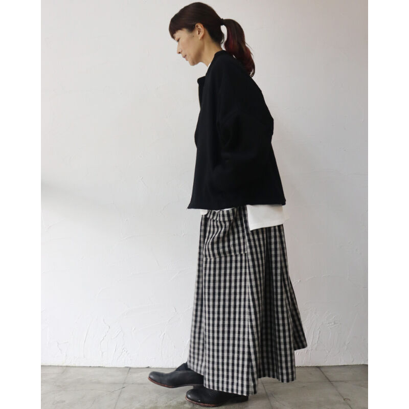 MAGALI マガリ ギンガムウール・タックスカート #グレーx MAGALI マガリ ギンガムウール・タックスカート #グレーx