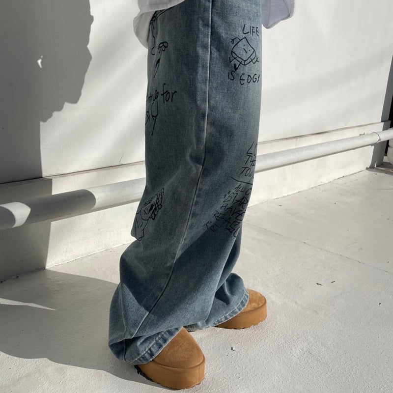 Graffiti' wide denim pt #6107 | MERMO Graffiti' wide denim pt #6107 | MERMO