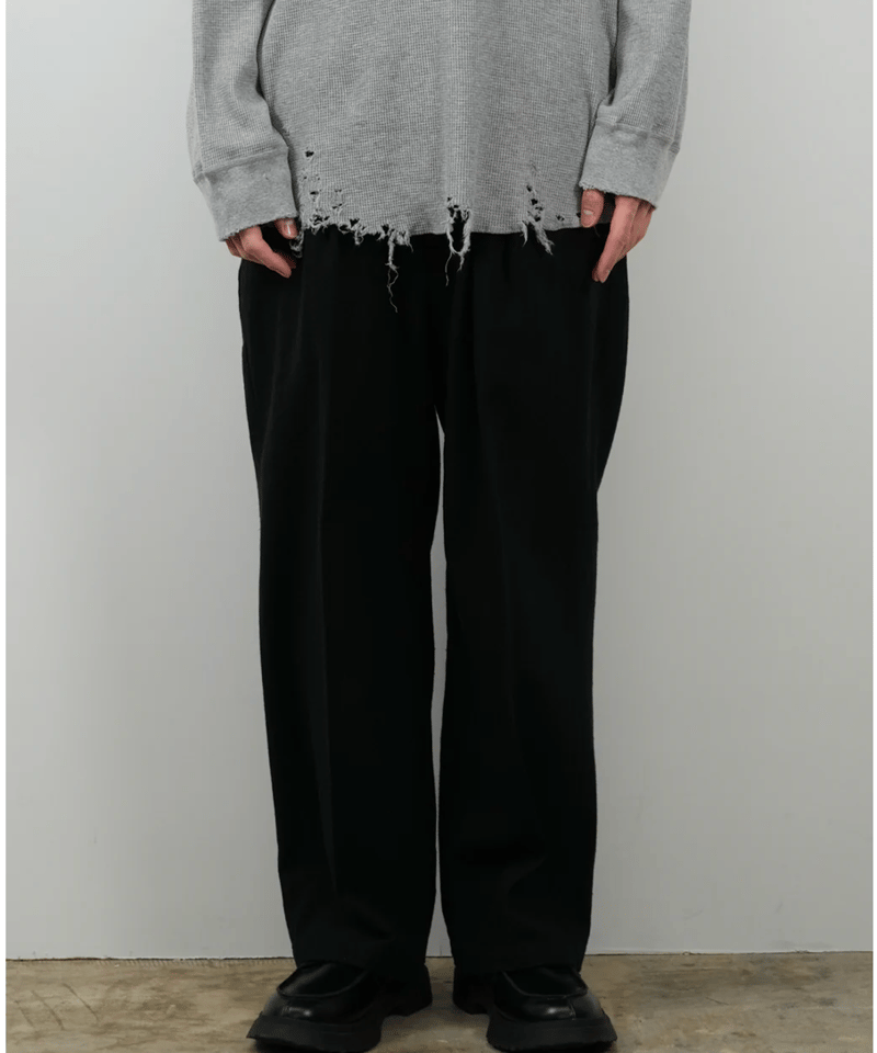 ANCELLM(アンセルム)】C/S TUCK EASY SLACKS -BLACK | t ANCELLM(アンセルム)】C/S TUCK EASY SLACKS -BLACK | t