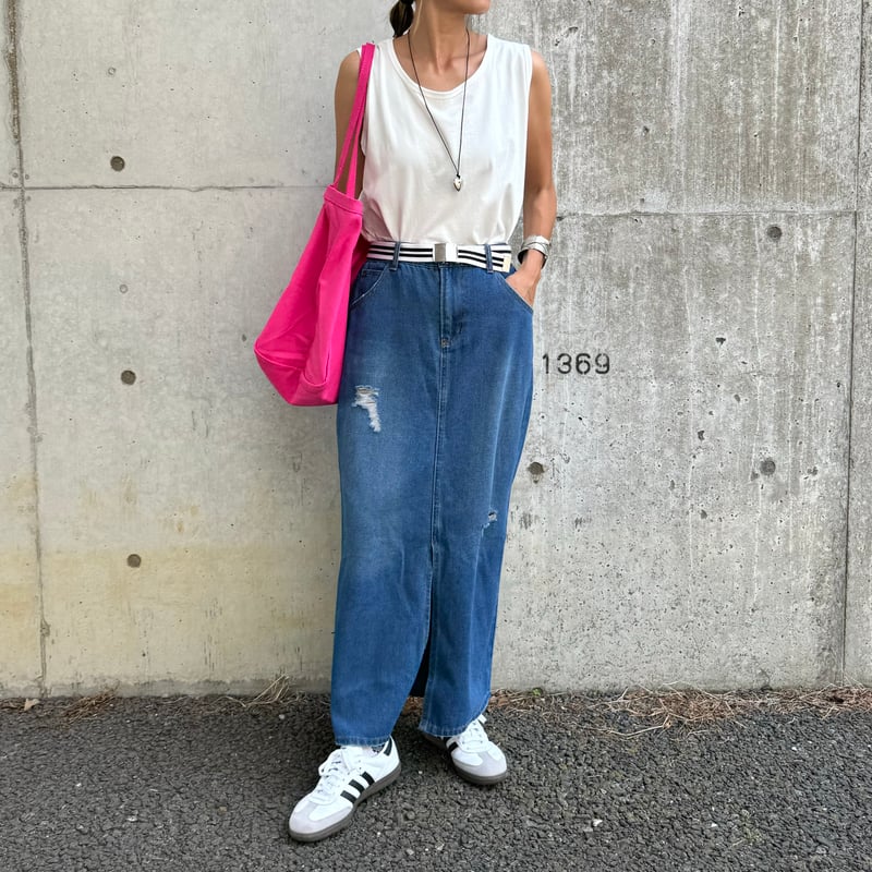 ダメージデニムロングスカート | COPINE ダメージデニムロングスカート | COPINE