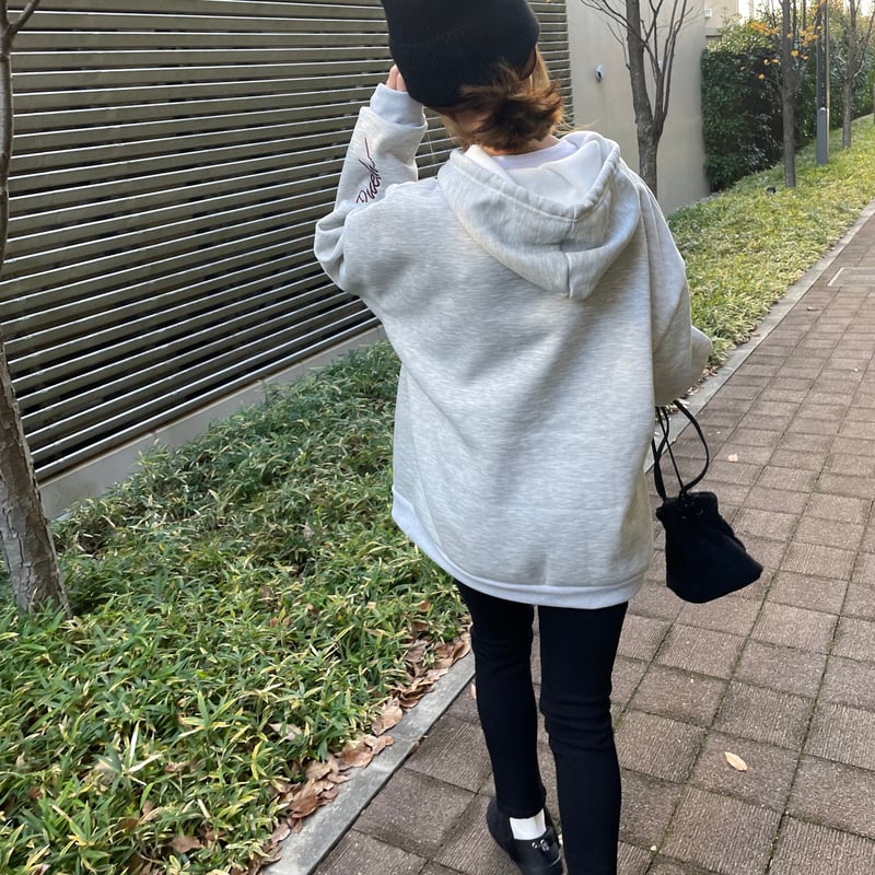 裏起毛刺繍ロゴパーカー(グレー) | COPINE 裏起毛刺繍ロゴパーカー(グレー) | COPINE