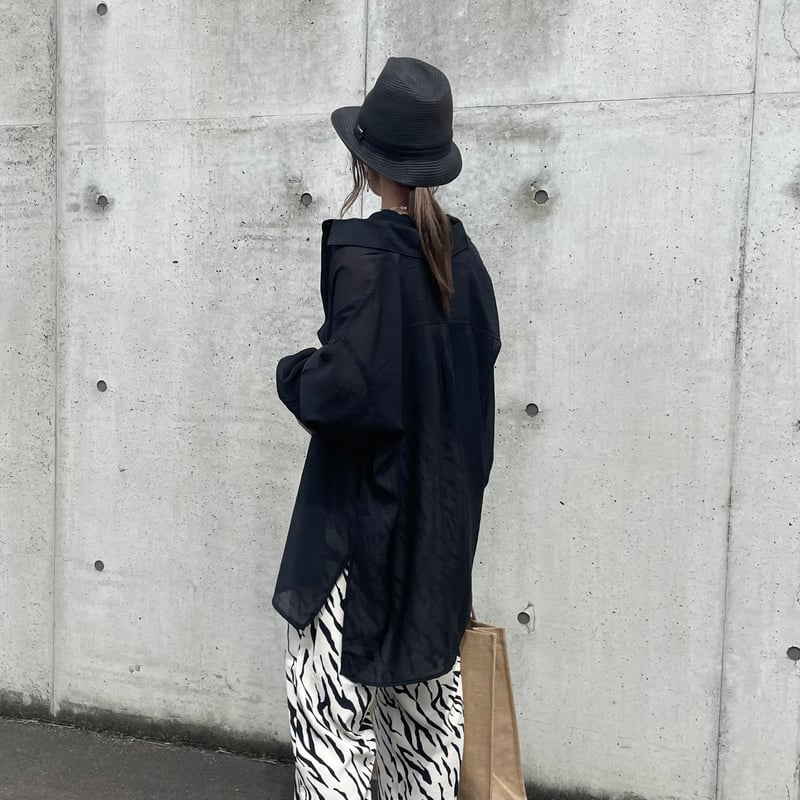 オーバーサイズ長袖シアーシャツ(ブラック) | COPINE オーバーサイズ長袖シアーシャツ(ブラック) | COPINE