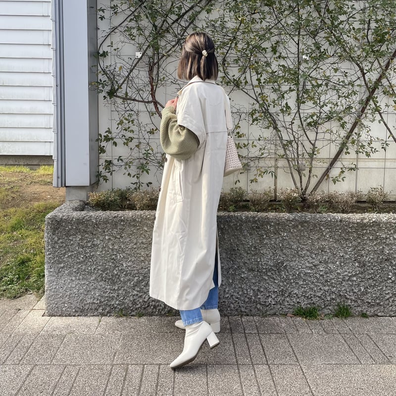 ギャバ袖2WAYロングコート(アイボリー) | COPINE ギャバ袖2WAYロングコート(アイボリー) | COPINE