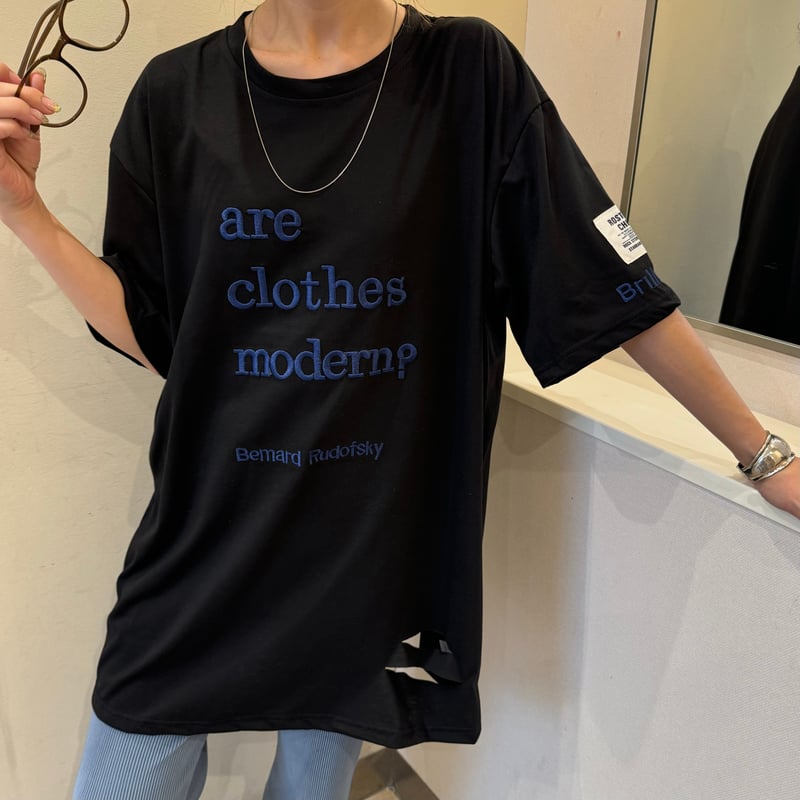 刺繍ロゴダメージビッグTシャツ(ブラック) | COPINE 刺繍ロゴダメージビッグTシャツ(ブラック) | COPINE