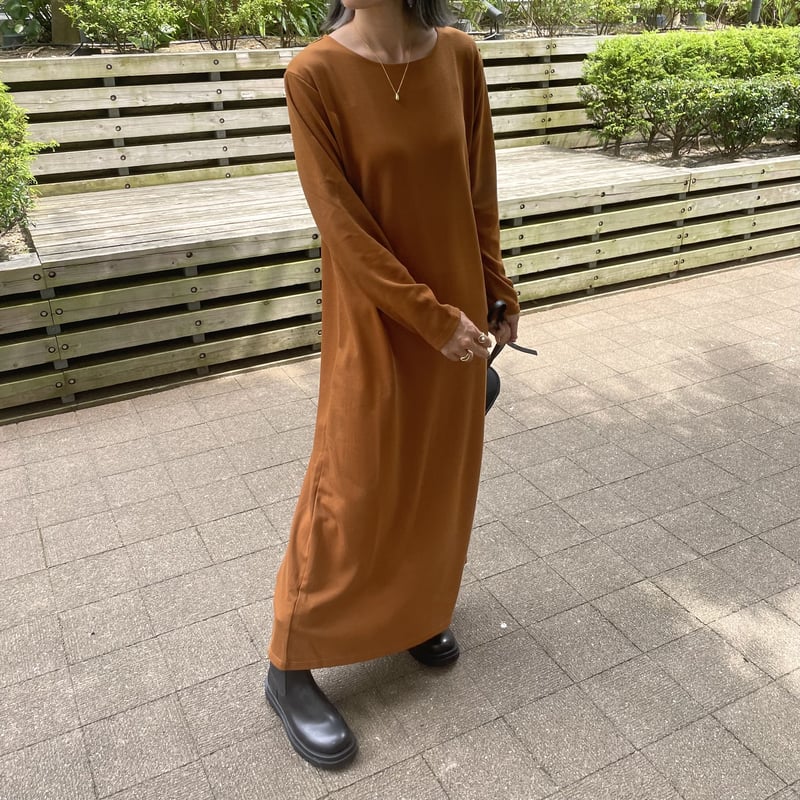 サイドボタンロングワンピース(テラコッタ) | COPINE サイドボタンロングワンピース(テラコッタ) | COPINE