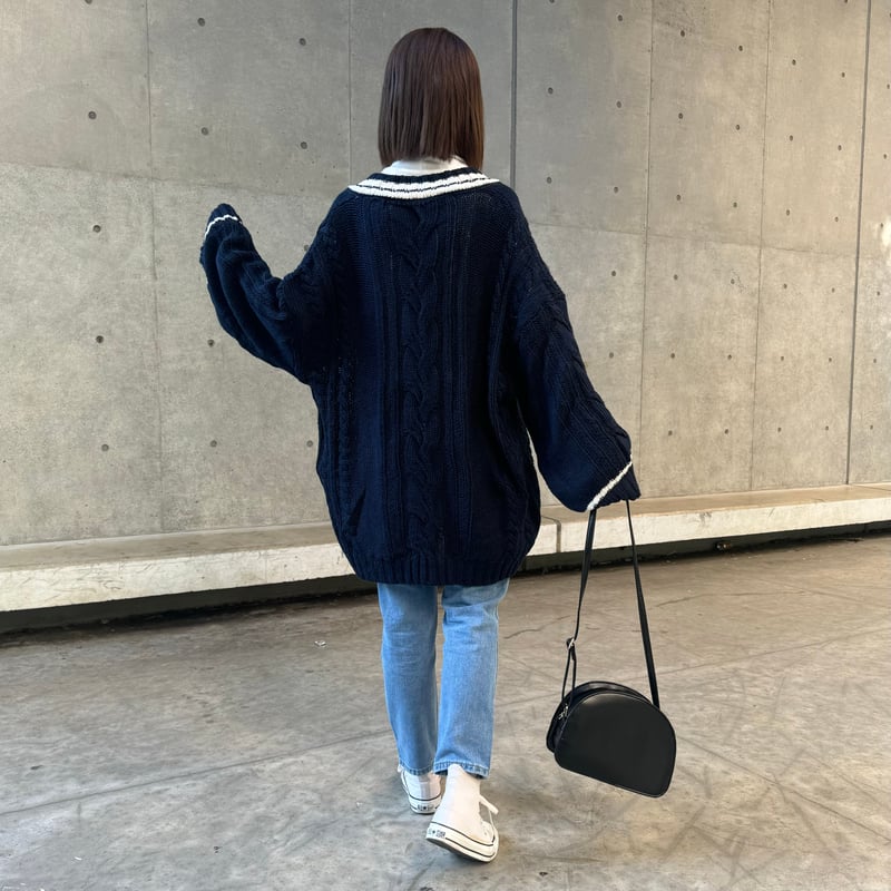 オーバーサイズチルデンニット(ネイビー) | COPINE オーバーサイズチルデンニット(ネイビー) | COPINE