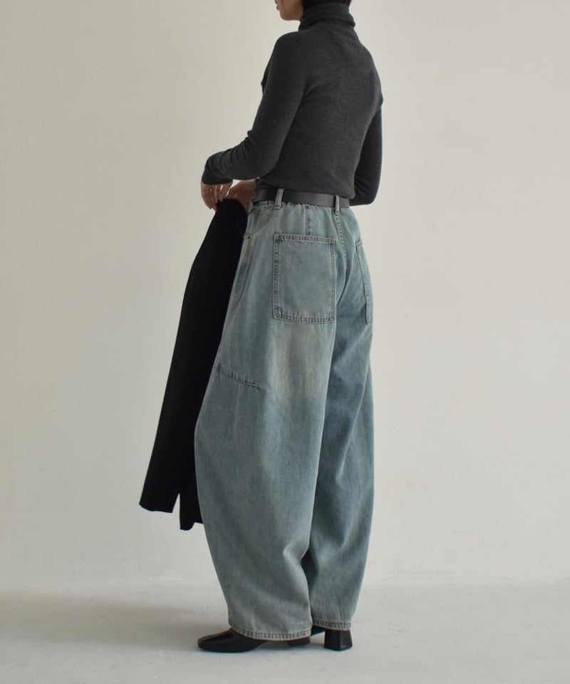 bottoms-02235 リラックス コクーンデニム ウォッシュブルー | L bottoms-02235 リラックス コクーンデニム ウォッシュブルー | L