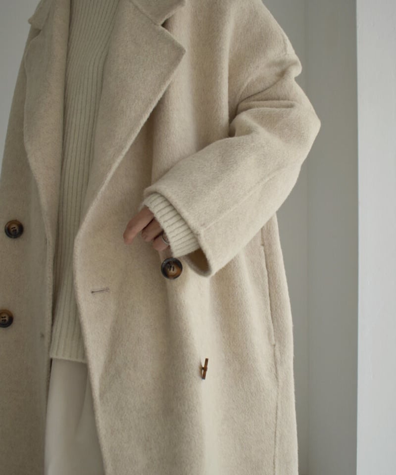 coat-02033 シャギーウールコート リバー仕立て エクリュ グレー coat-02033 シャギーウールコート リバー仕立て エクリュ グレー