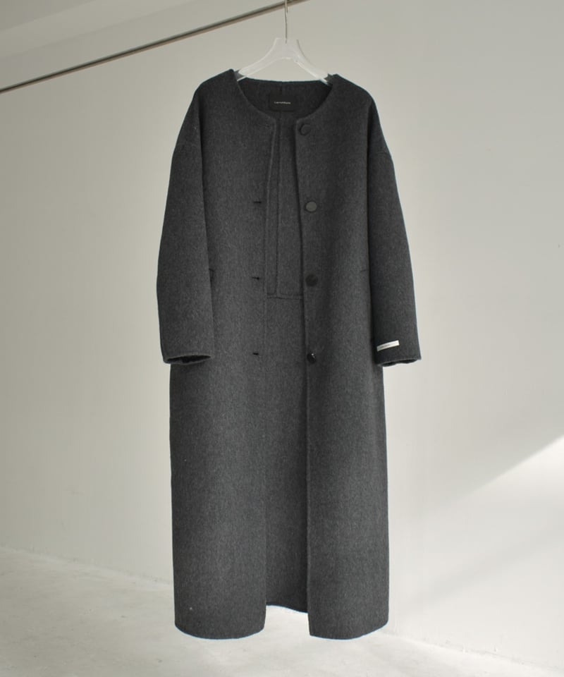 coat-02044 ノーカラー ウール コート リバー仕立て coat-02044 ノーカラー ウール コート リバー仕立て