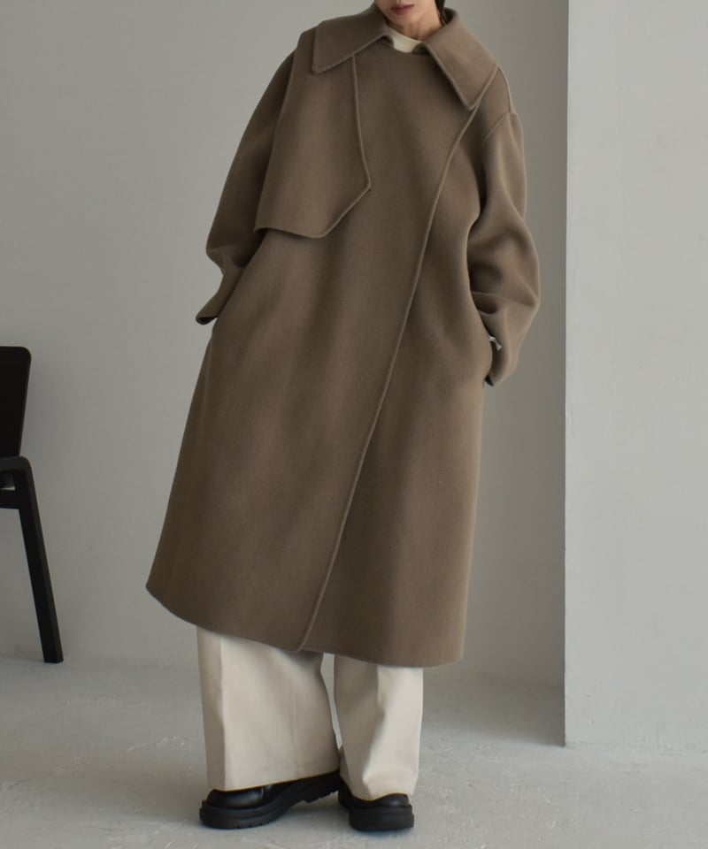 coat-02030 ウール トレンチコート リバー仕立て モカ | L coat-02030 ウール トレンチコート リバー仕立て モカ | L