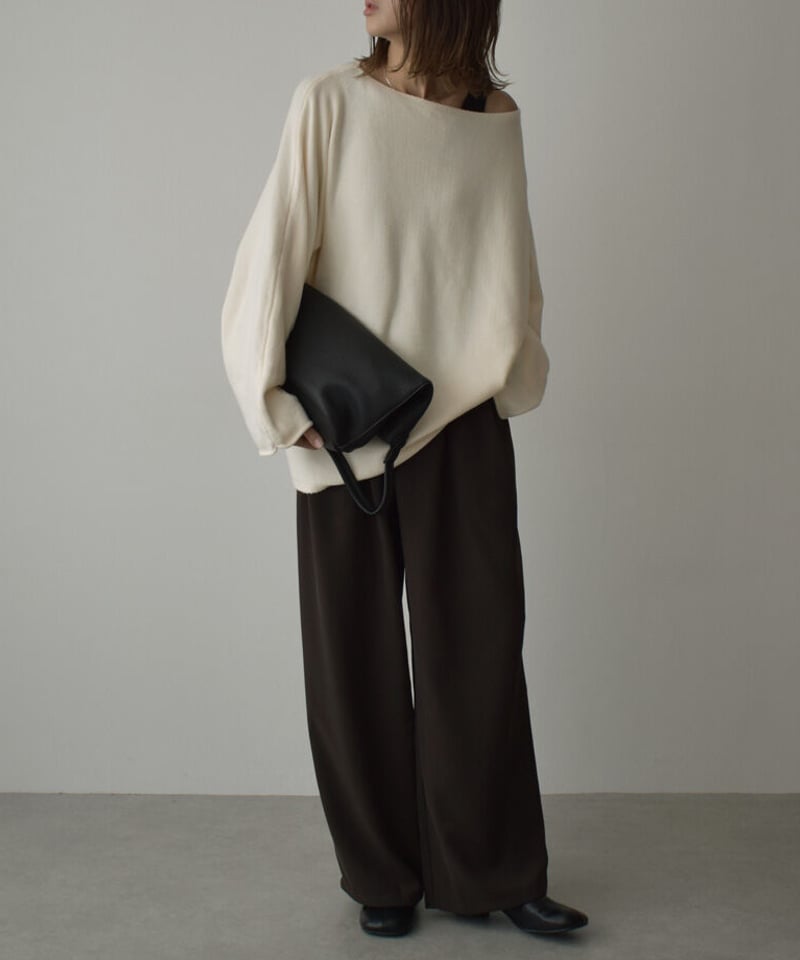 knit-02197 オーバーサイズ ボートネックニット アイボリー knit-02197 オーバーサイズ ボートネックニット アイボリー