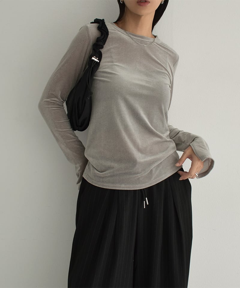 tops-04148 日本製 シアーベロア トップス エクリュ グレー tops-04148 日本製 シアーベロア トップス エクリュ グレー