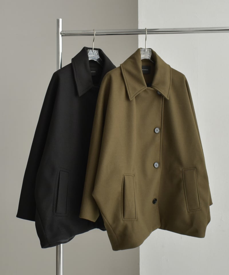 coat-02053 ドルマンスリーブ ミディ コート カーキ ブラック coat-02053 ドルマンスリーブ ミディ コート カーキ ブラック
