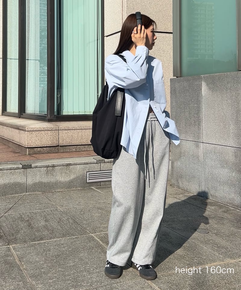 tops-02461 オーバーサイズ シャツ ホワイト ブルー | L tops-02461 オーバーサイズ シャツ ホワイト ブルー | L