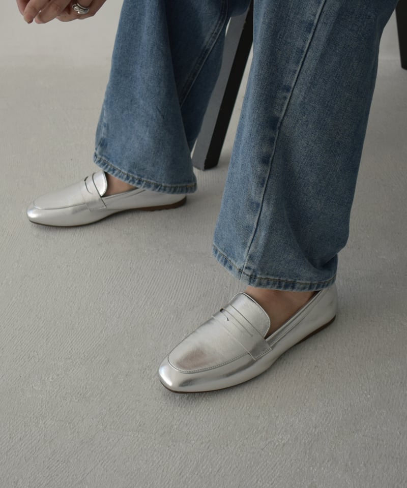 shoes-02173 クッション仕様 コインローファー シルバー | L shoes-02173 クッション仕様 コインローファー シルバー | L