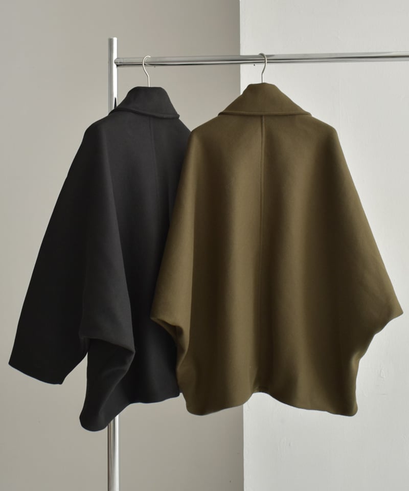 coat-02053 ドルマンスリーブ ミディ コート カーキ ブラック coat-02053 ドルマンスリーブ ミディ コート カーキ ブラック