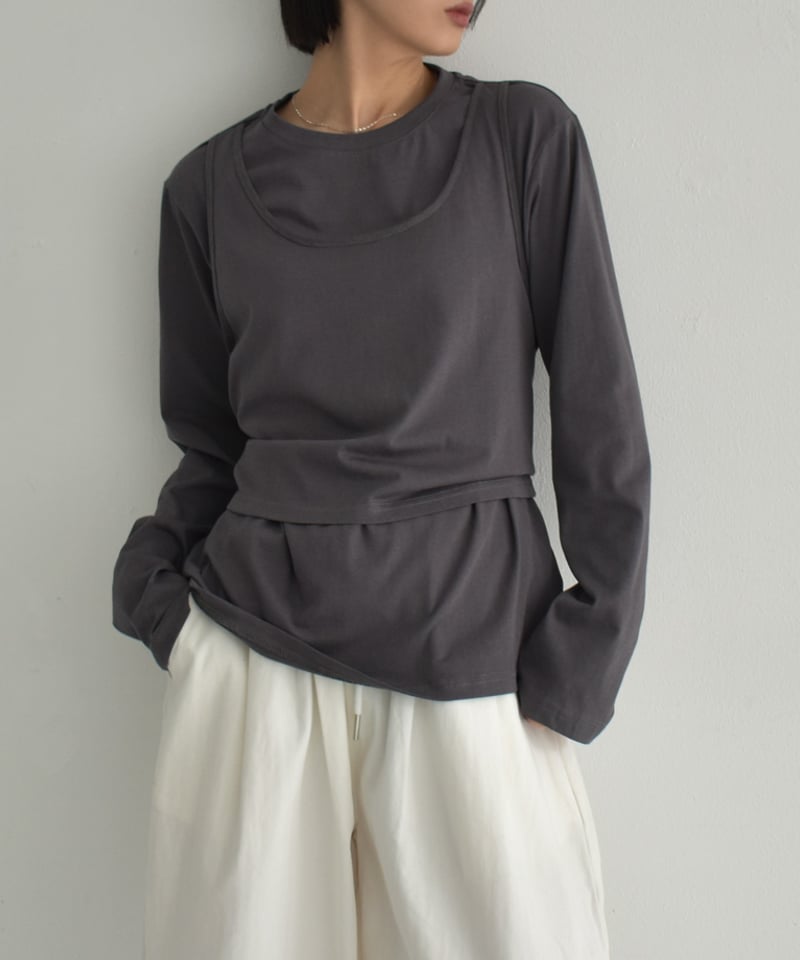4月下旬入荷分 予約販売 tops-02536 レイヤードカットソー 4月下旬入荷分 予約販売 tops-02536 レイヤードカットソー