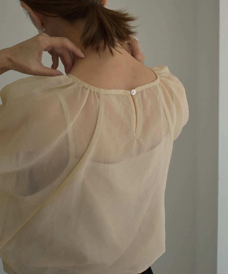 tops-02407 インナーキャミ付き ランタンスリーブ シアー tops-02407 インナーキャミ付き ランタンスリーブ シアー