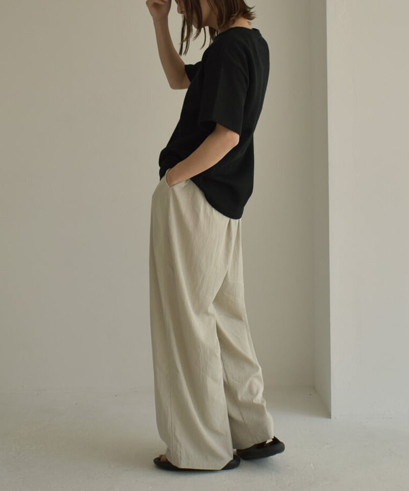 bottoms-02202 ワッシャーワイドパンツ ライトカーキ | L bottoms-02202 ワッシャーワイドパンツ ライトカーキ | L