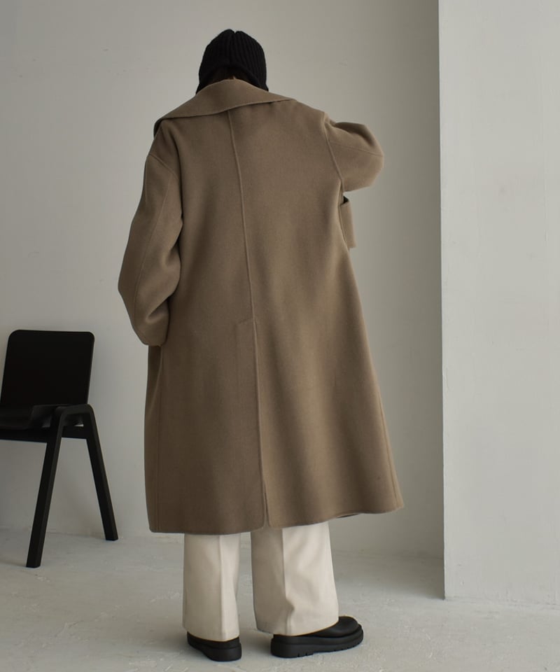 coat-02030 ウール トレンチコート リバー仕立て モカ | L coat-02030 ウール トレンチコート リバー仕立て モカ | L