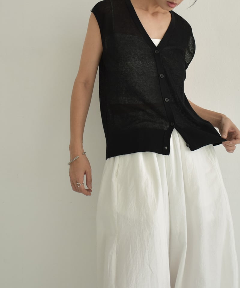 knit-02274 シアー サマーニット ベスト アイボリー ブラック knit-02274 シアー サマーニット ベスト アイボリー ブラック