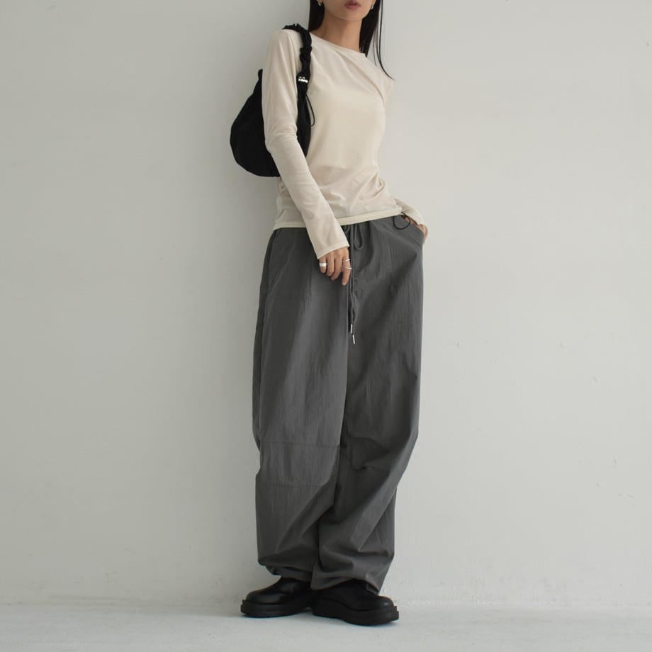 bottoms-02249 パラシュート パンツ グレー ブラック | L bottoms-02249 パラシュート パンツ グレー ブラック | L