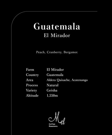 200g Guatemala El Mirador Geisha Natural | Mel ...