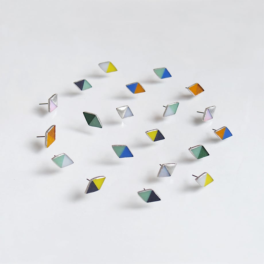 rhombic two‐tone pierce/earring cobalt blue×mi...