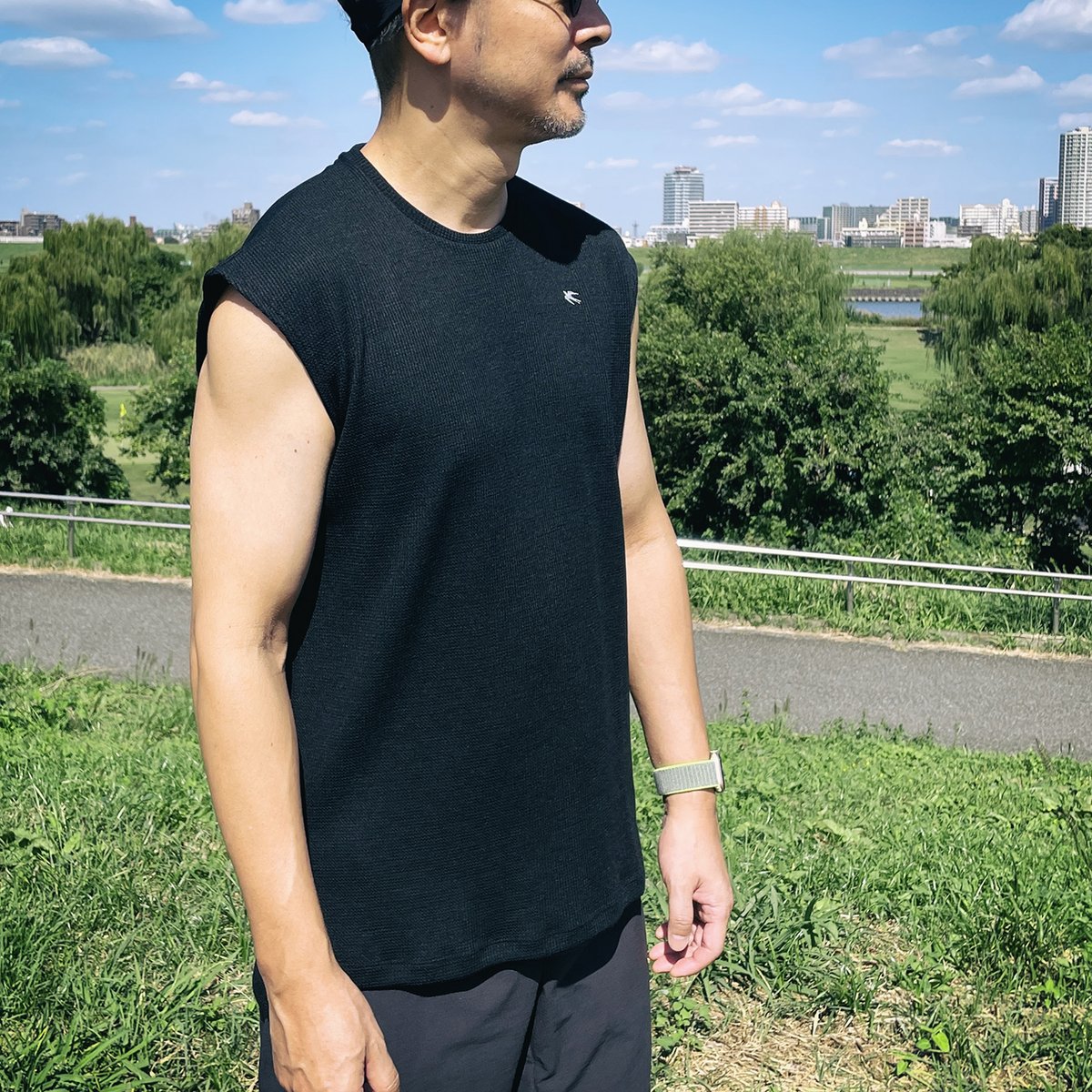 F&M TSUBAME WOOL VEST Waﬄe BK / KH | FRANK&MORRIS