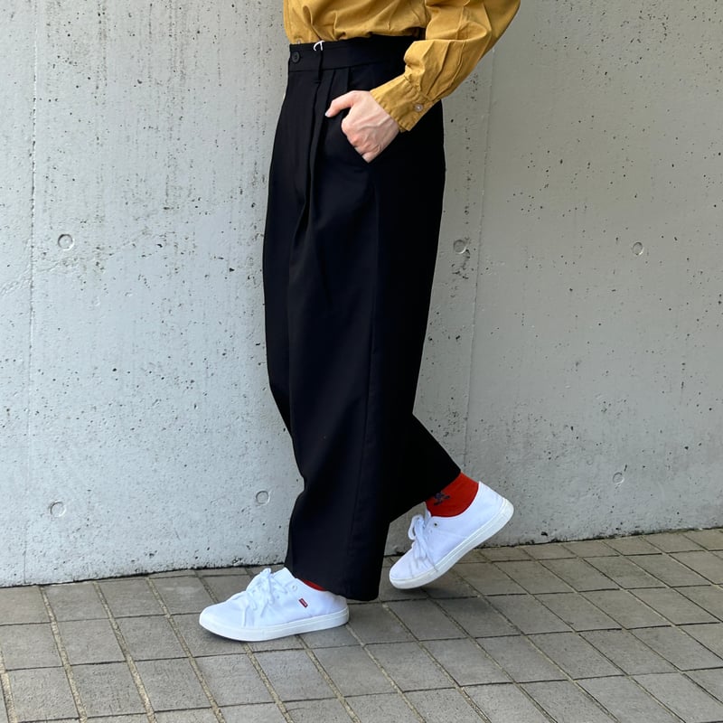 yuni/ユニ 20/2強撚ツイル バックゴム ワイドパンツ | Nine Two yuni/ユニ 20/2強撚ツイル バックゴム ワイドパンツ | Nine Two