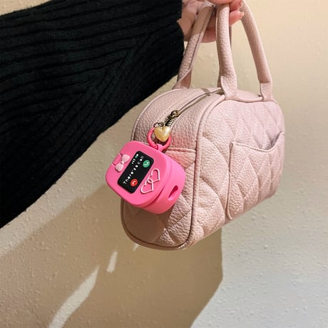 【Airpods4】携帯電話デザイン Airpods3/2ケース 鏡付 ピンク Airpod...