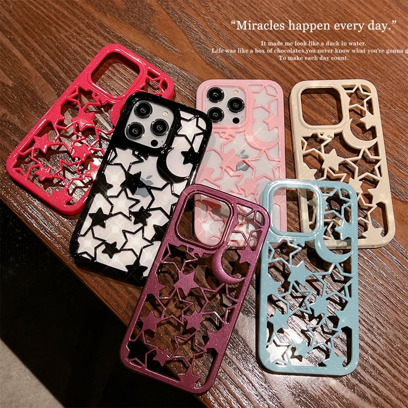 透かし雕り iPhone14/14proケース 星/月柄 散熱 iPhone13pro/12/ 透かし雕り iPhone14/14proケース 星/月柄 散熱 iPhone13pro/12/