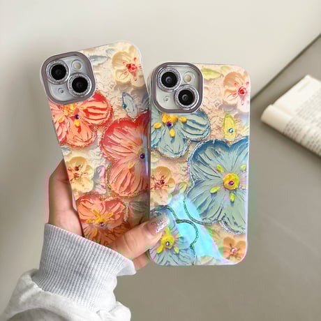 花柄 アイフォン15/15proケース キラキラレンズフイルム付き iPhone14/13pr...