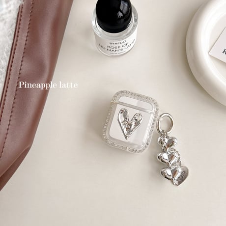 ジュエリー ミラーAirpodspro2/1ケース ハートチャーム付 Airpods3/2カバ...