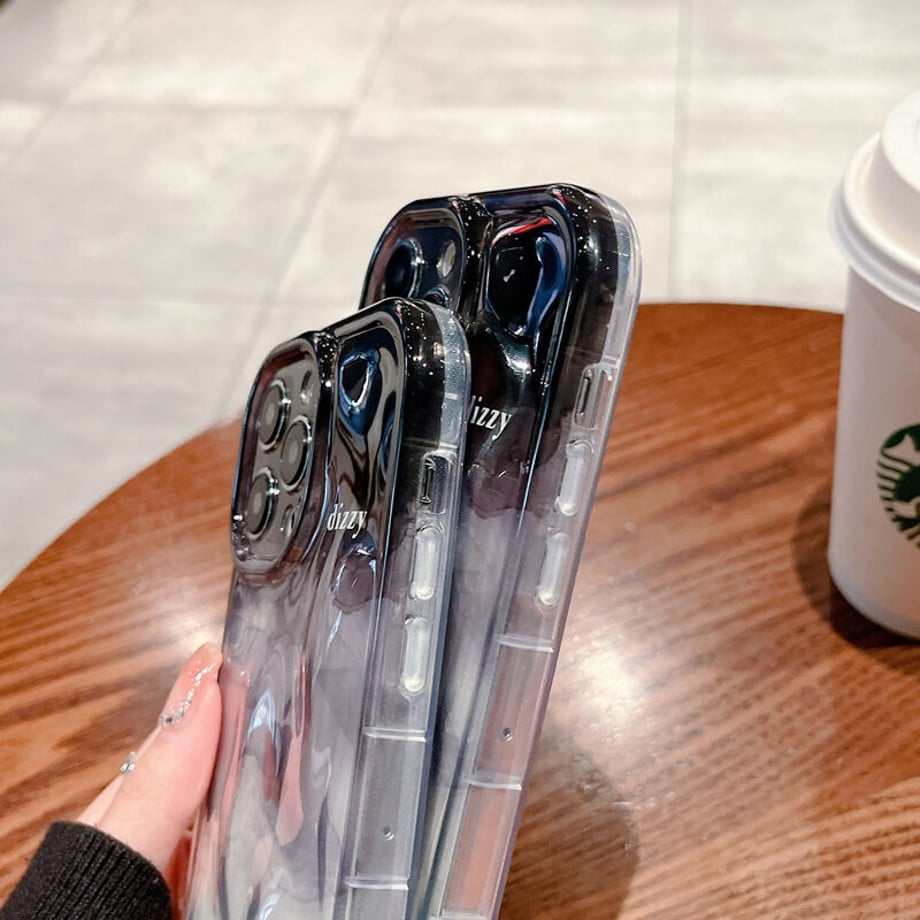ぼかしブラック iphone14/13proケース グラデーション透明アイフォン12/11カバ...