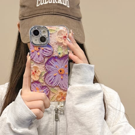 花柄 アイフォン15/15proケース キラキラレンズフイルム付き iPhone14/13pr...