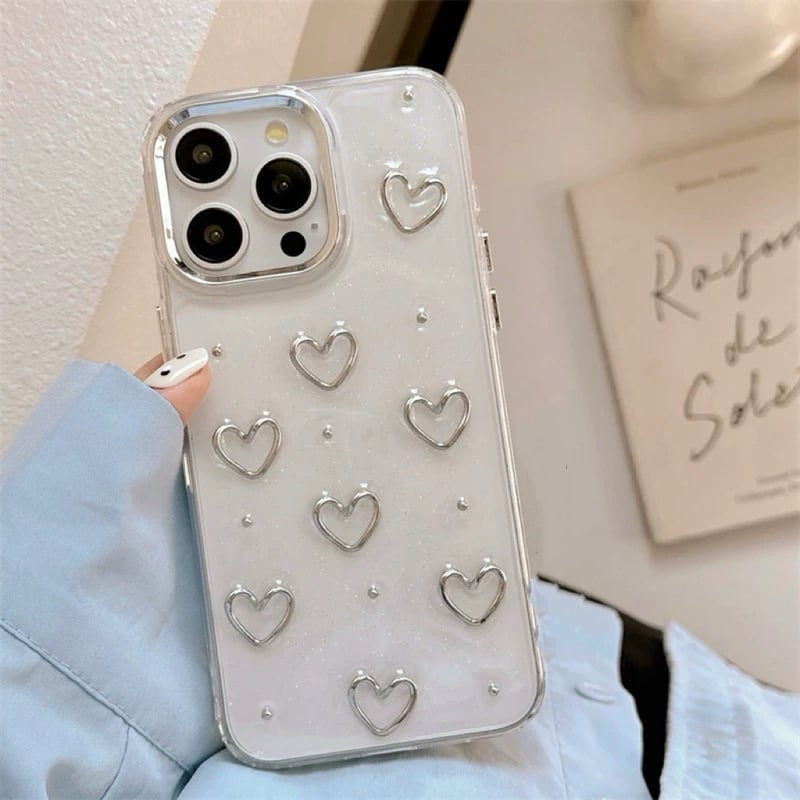 Silver heart dot glitter iphoneケース スマホケース | Eto Silver heart dot glitter iphoneケース スマホケース | Eto