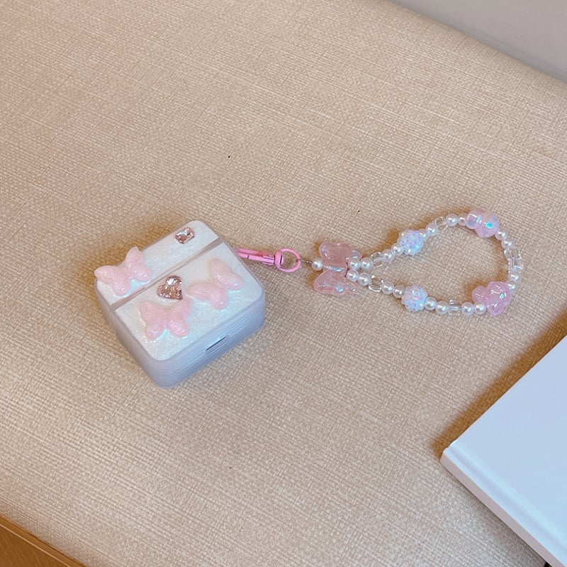 Pink butterfly strap airpodsケース | Etoilee Pink butterfly strap airpodsケース | Etoilee
