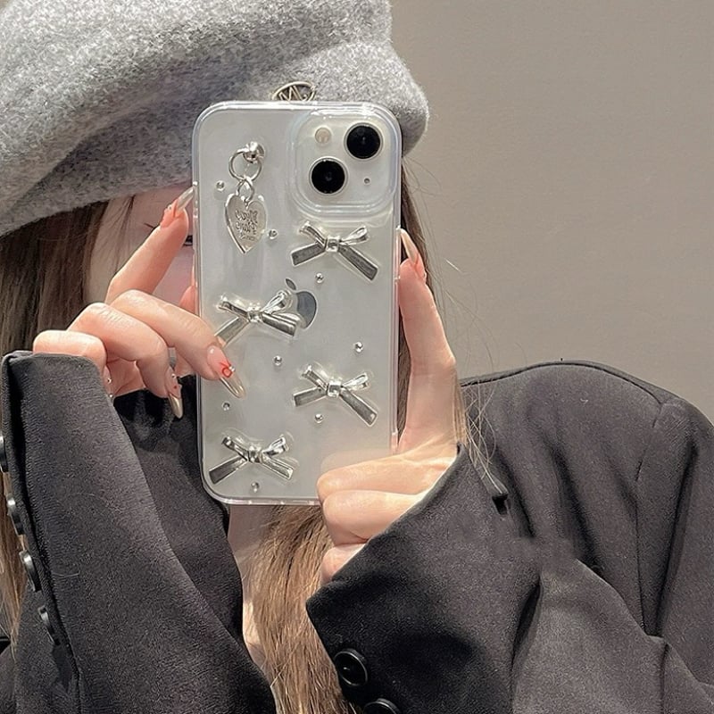 Petite silver ribbon strap iphoneケース スマホケース | E Petite silver ribbon strap iphoneケース スマホケース | E