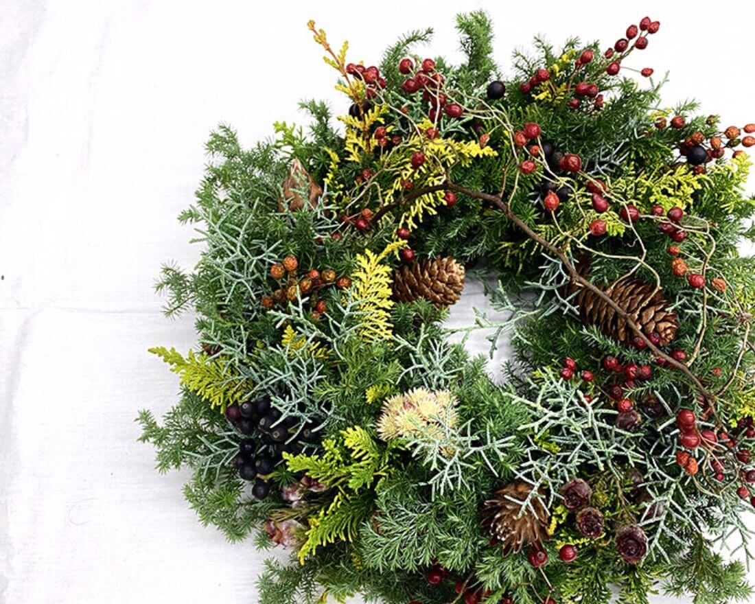 受注生産】フレッシュクリスマスリース/本物の針葉樹で 受注生産】フレッシュクリスマスリース/本物の針葉樹で